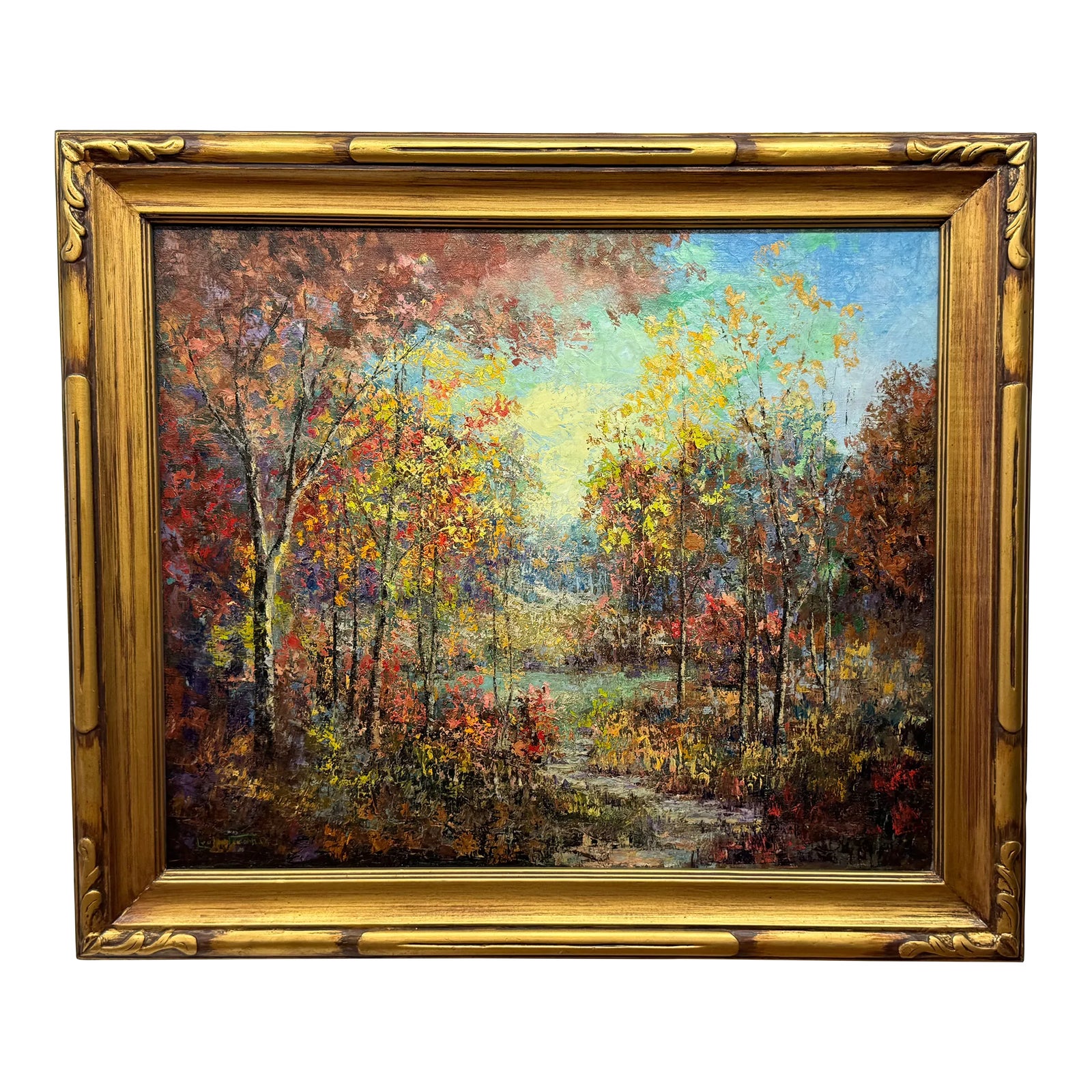 Leola Freeman (1900-1989) Texas Artist Beautiful Fall Abstract Forest ...