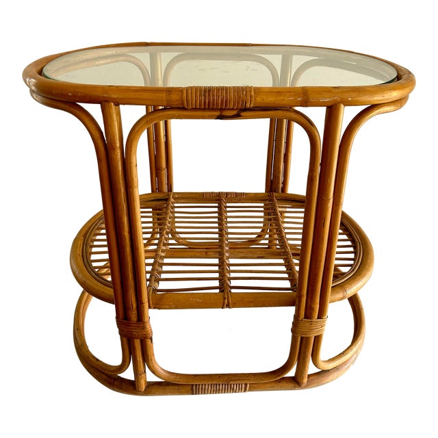 1980s Bent Rattan Table Styled After Franco Albini | Chairish