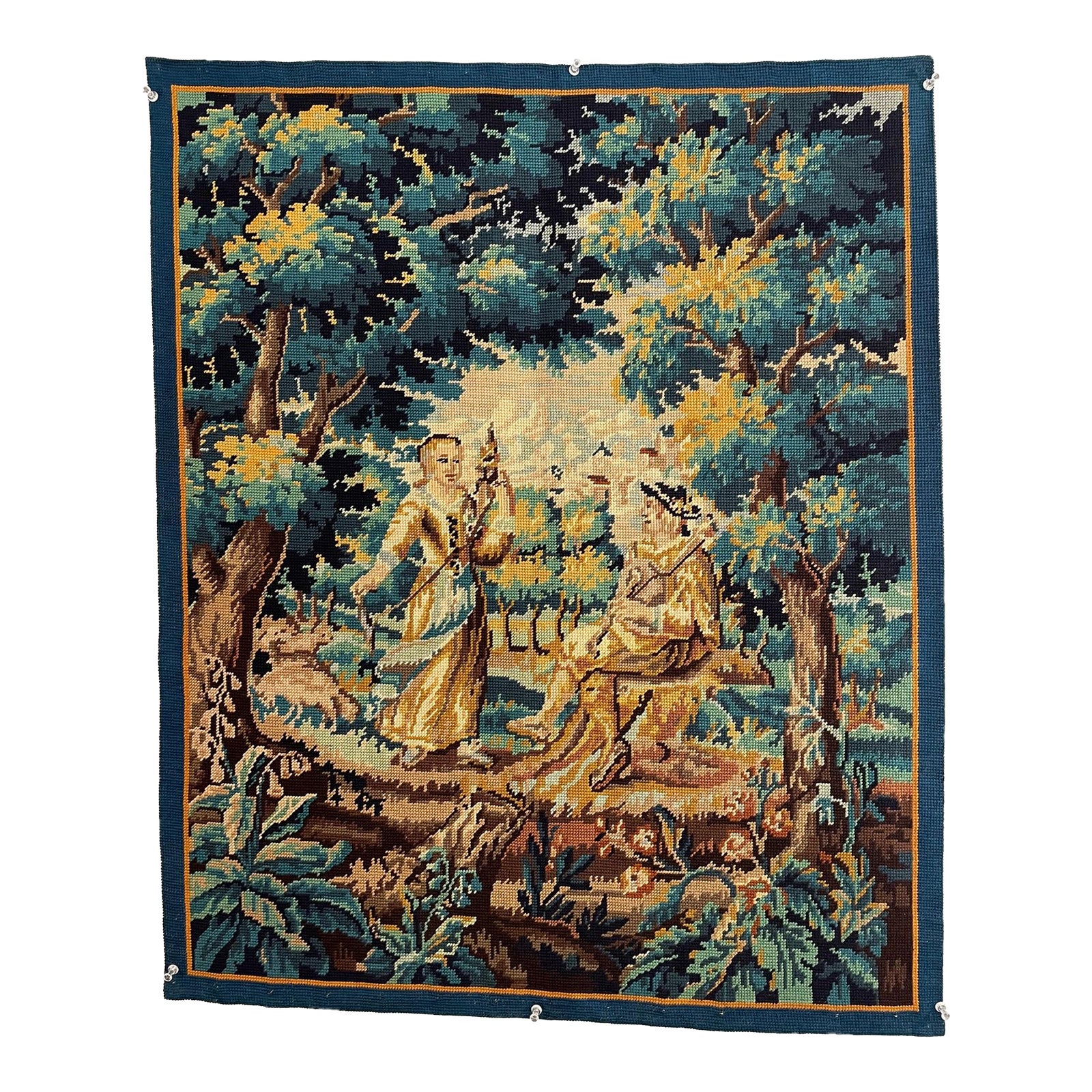 Mid 20th Century French Needlepoint Tapestry Wall Hanging | Chairish