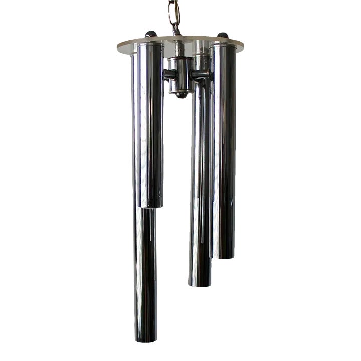 Sciolari Style Acrylic Chrome Tubes Light Fixture Pendent | Chairish