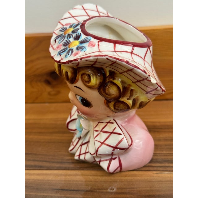 Vintage #1955 Geo Z. Lefton Miss Dainty Planter Vase Blue Flowers Red ...