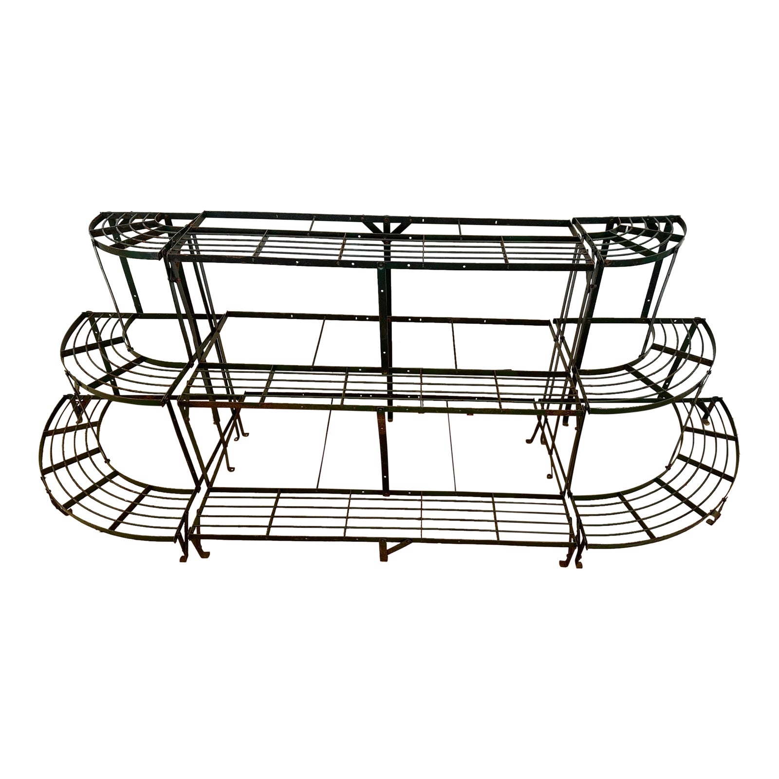 Vintage Large Curved Painted Metal Flower Stand | Chairish