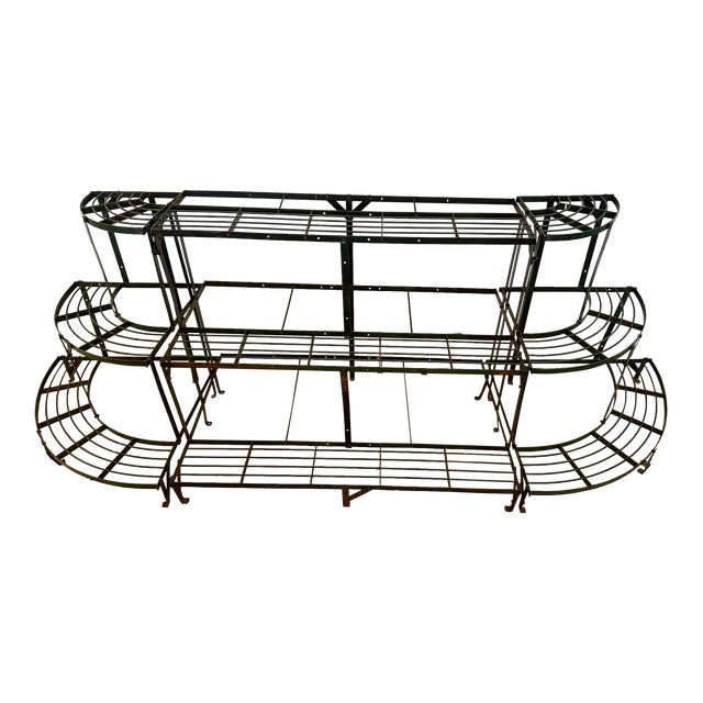 Vintage Large Curved Painted Metal Flower Stand | Chairish