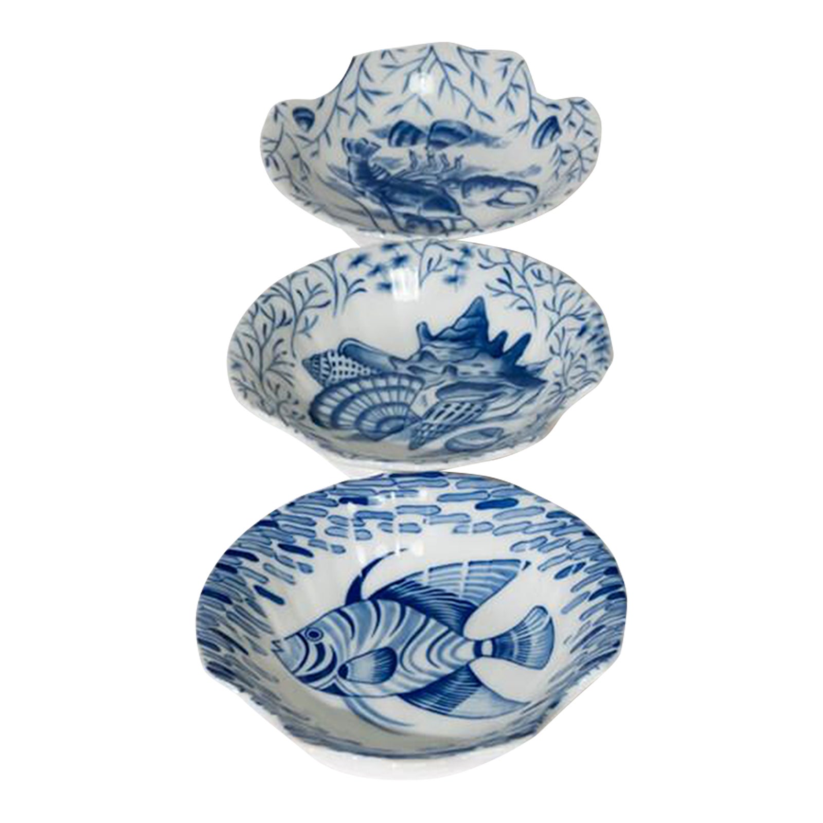 Vintage French Seashell Plates- Set of 3 | Chairish