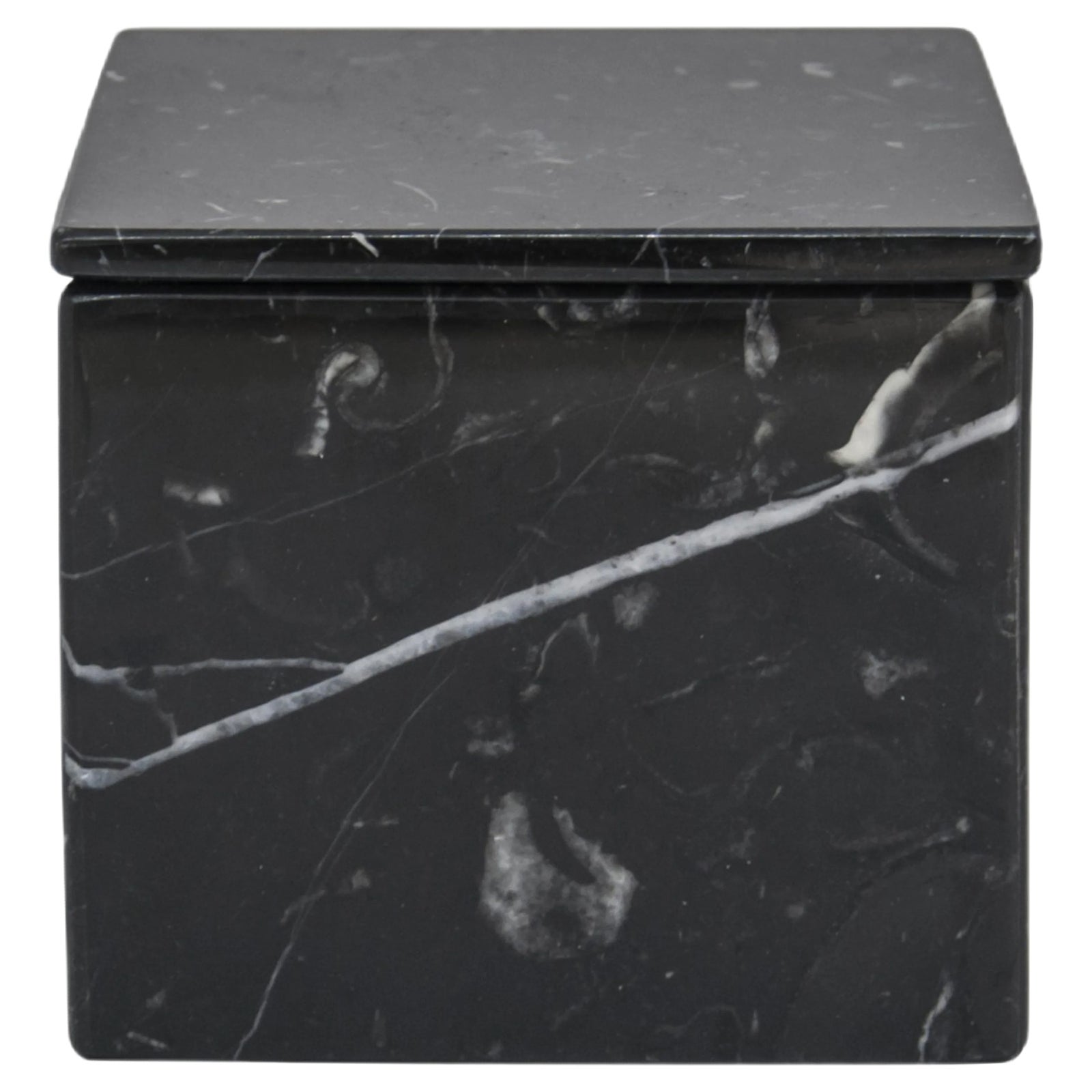 Squared Black Marble Box | Chairish