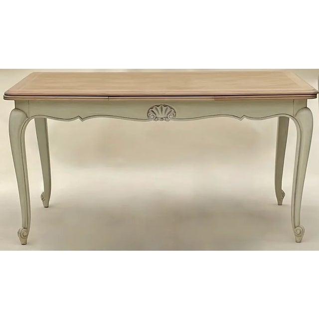 French Draw Leaf Dining Table Parquet Top Circa 1900, Painted Base ...