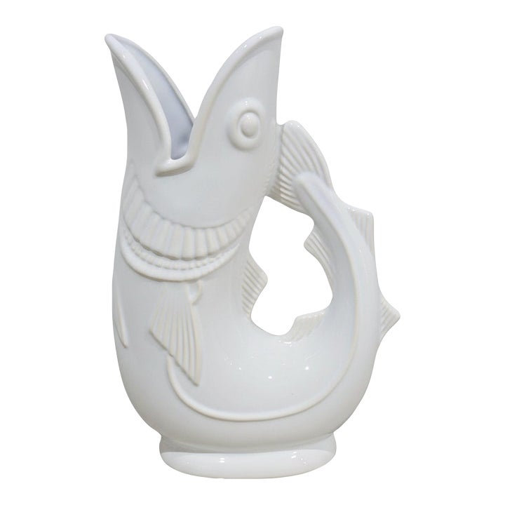 Vintage White “Gurgling Cod” Fish Pitcher – Made in England for Shreve ...