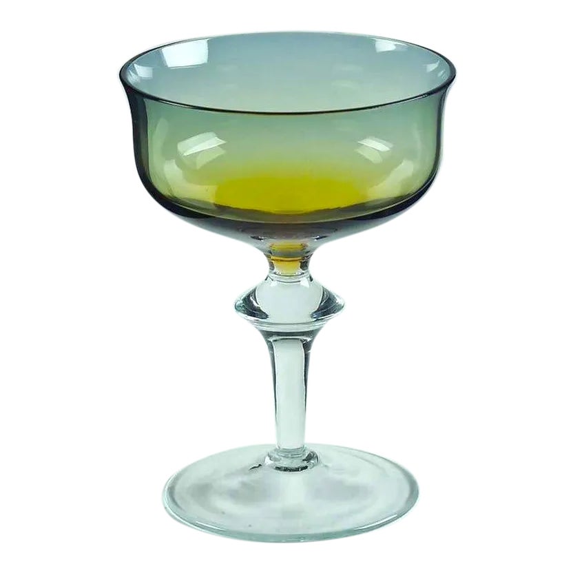 Denby Aurora Blue & Amber Stemware Champagne Tall Sherbet Glass | Chairish