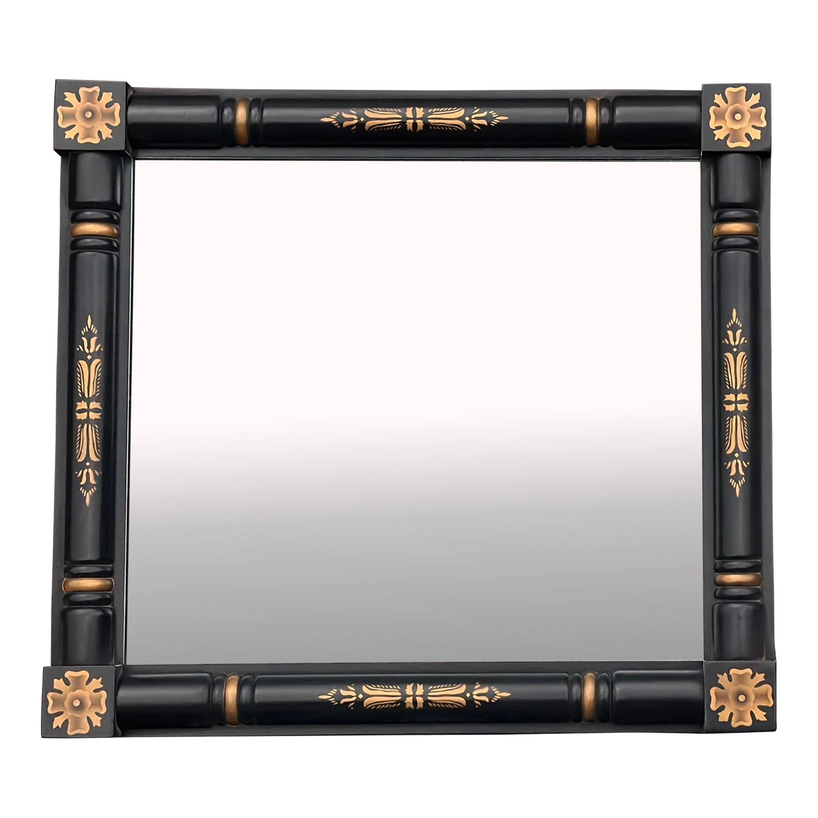 Vintage Signed Lambert Hitchcock Black & Gold Petite Wall Mirror | Chairish