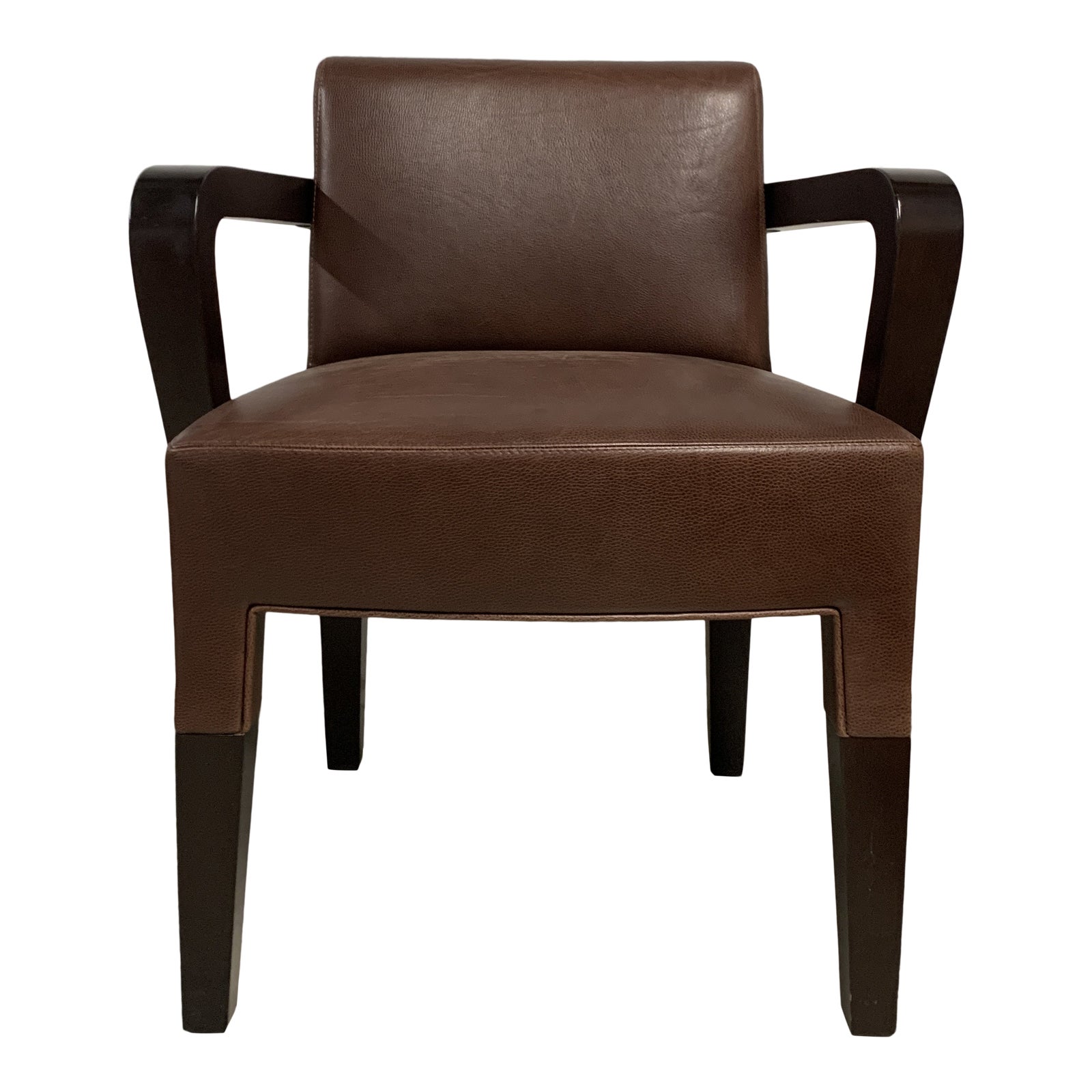Promemoria Brown Leather Chair-Italian | Chairish