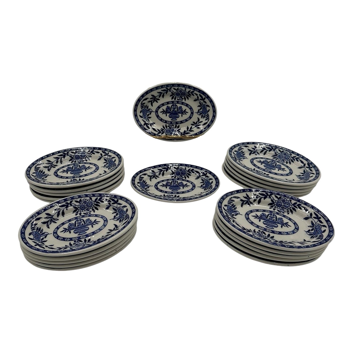 Mid 20th Century Set of 22 Sterling China Vitrified Blue & White ...