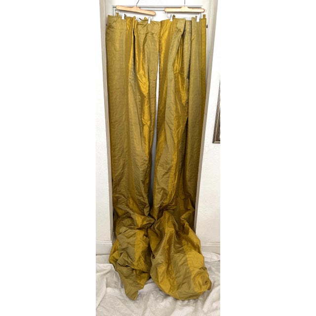 Vintage Custom Silk Taffeta Gold Drapery Panels-A Set | Chairish
