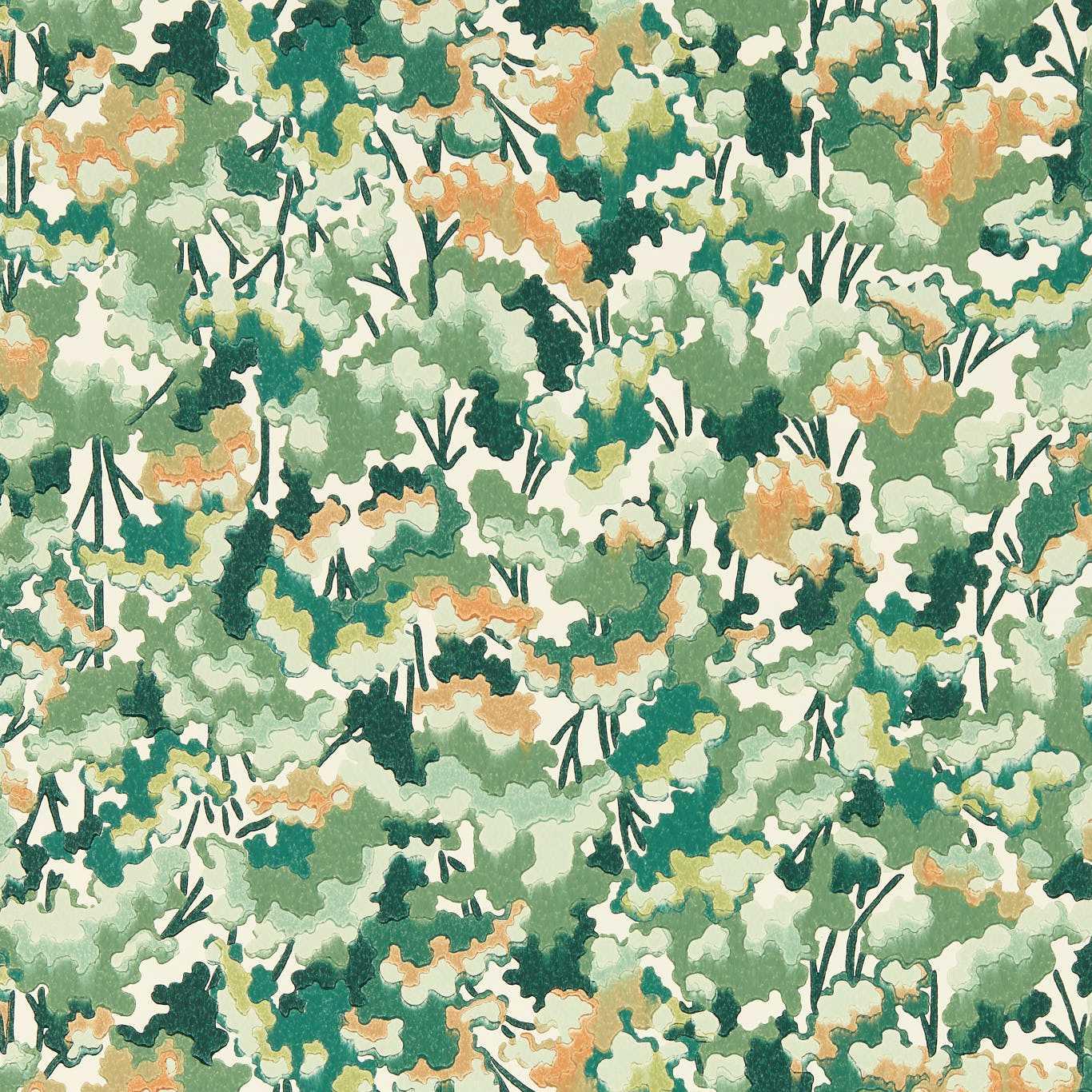 Harlequin Tree Tops Wallpaper in Forest/Clay/Evergreen - a Sample ...