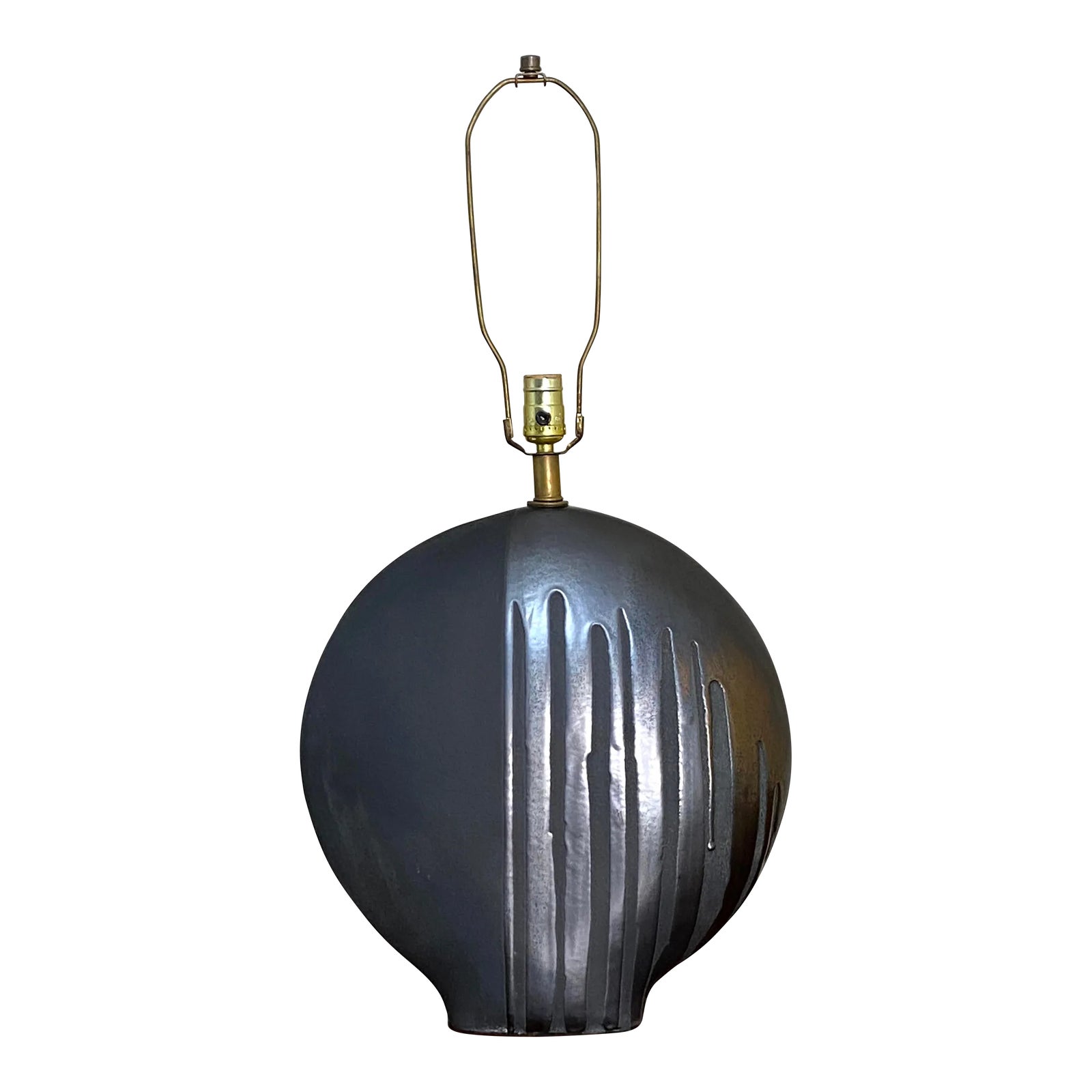 1980s Obsidian Glaze Table Lamp by Markel | Chairish