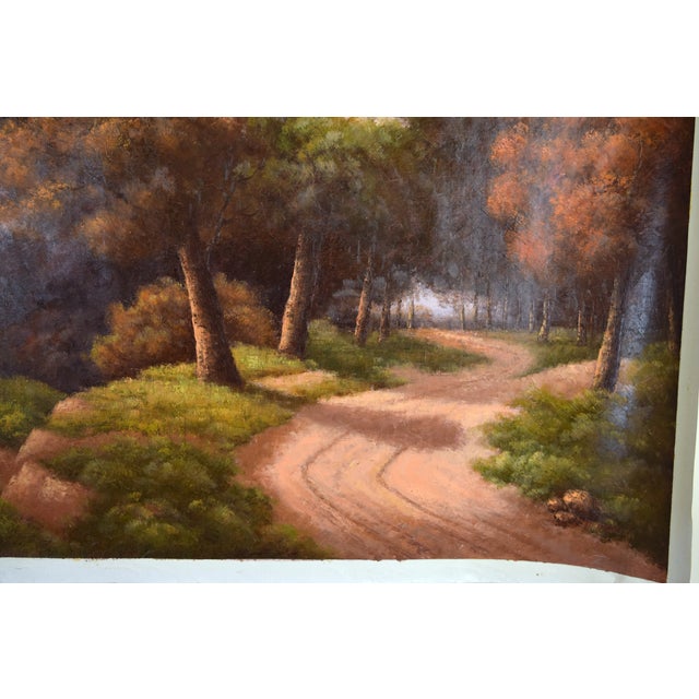 Impressionist Oil Painting of Autumnal Forest Path and River Scene ...