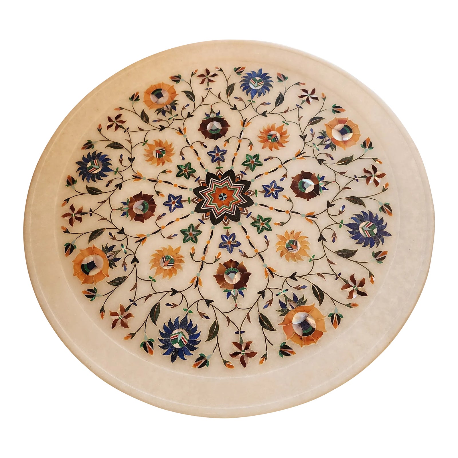 Stone Inlay Tray Pietra Dura | Chairish