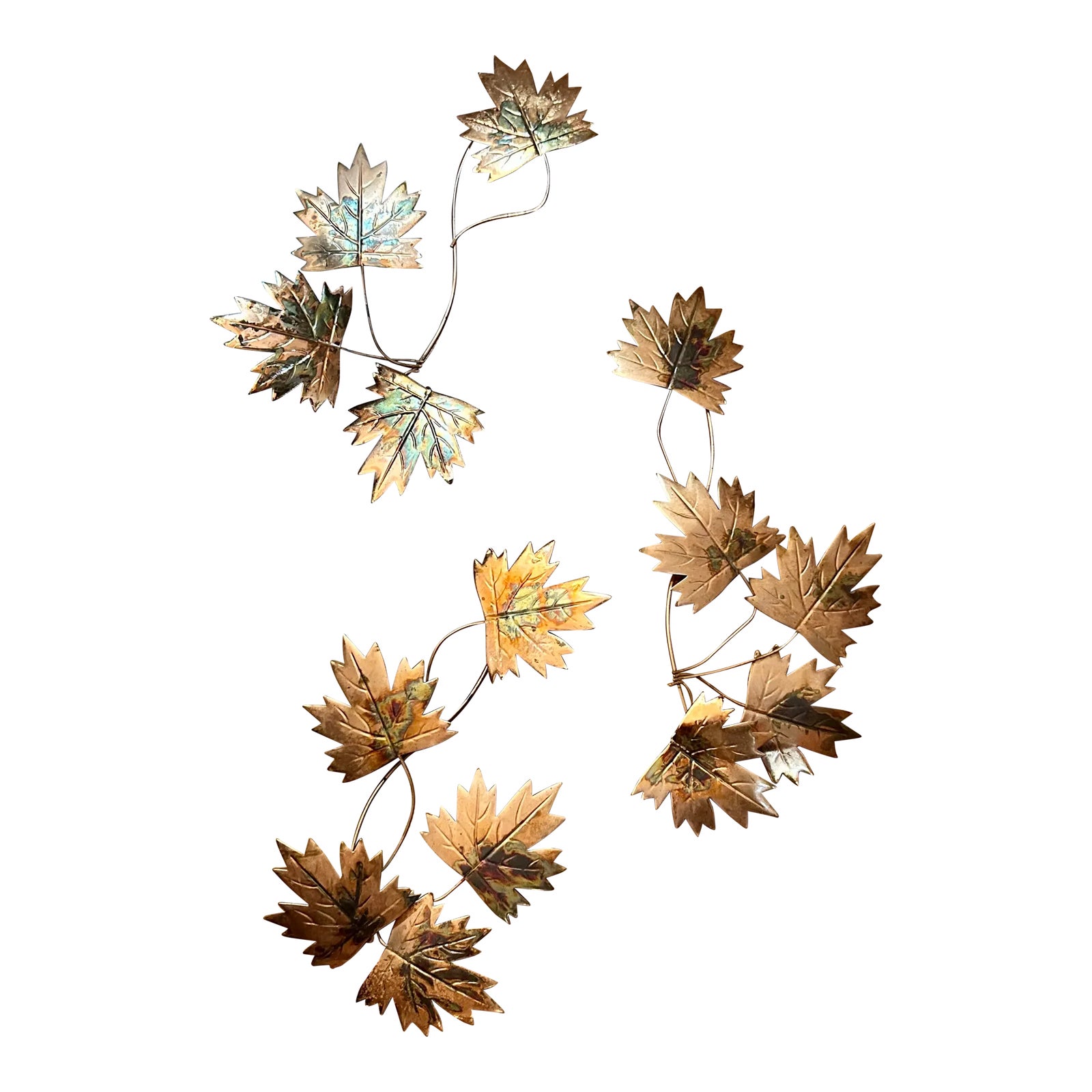 1970s Copper Leaf Sculptures - Set of 3 | Chairish