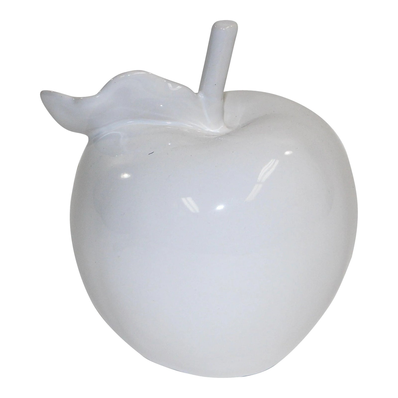 Organic Modern White Porcelain Minimalist Apple Sculpture | Chairish
