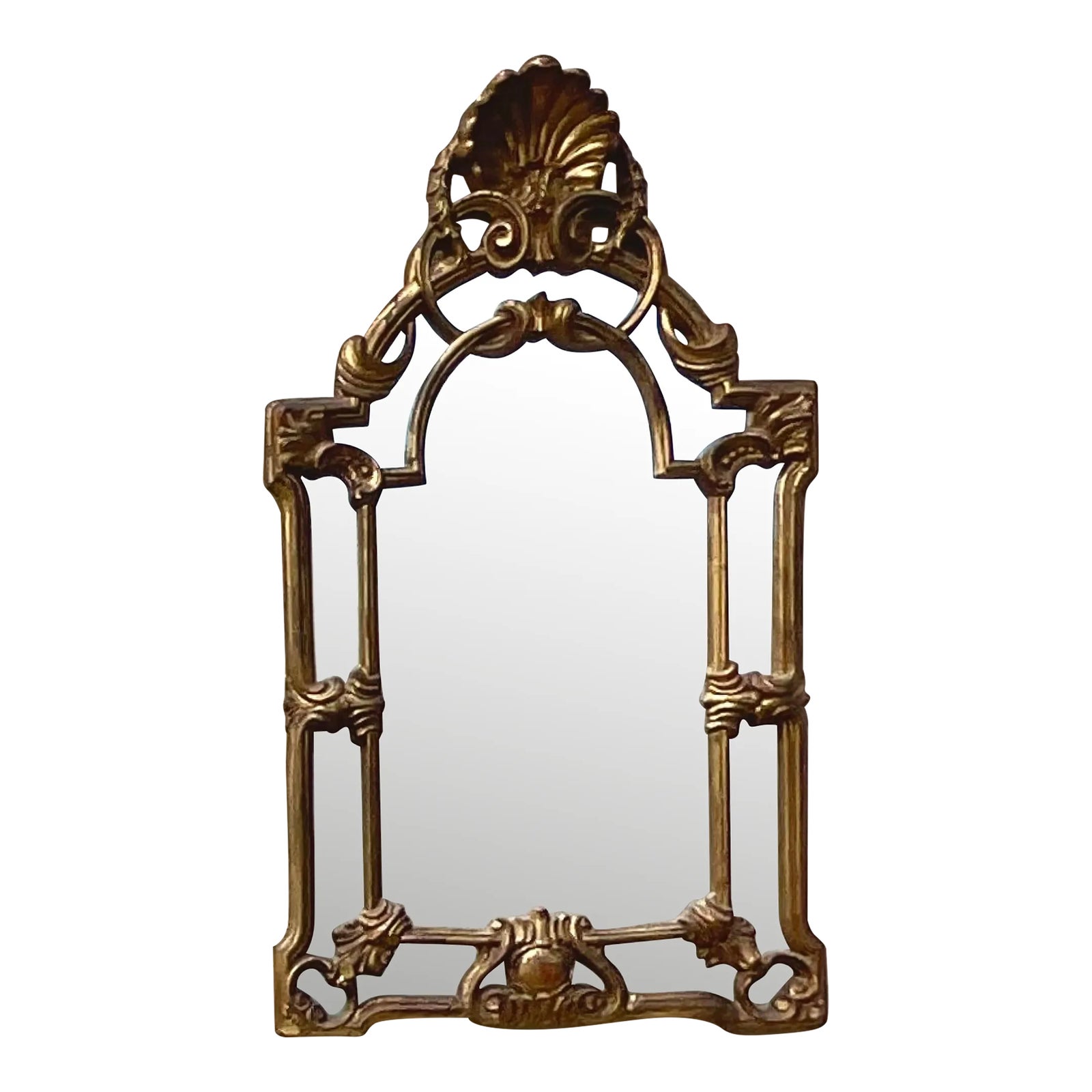 Vintage Regency Gilt Clam Shell Mirror | Chairish
