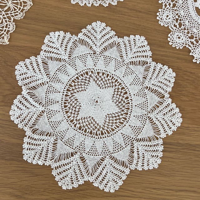 Collection of Antique Handmade Belgian Lace Snowflake Doilies- Set of 8 ...