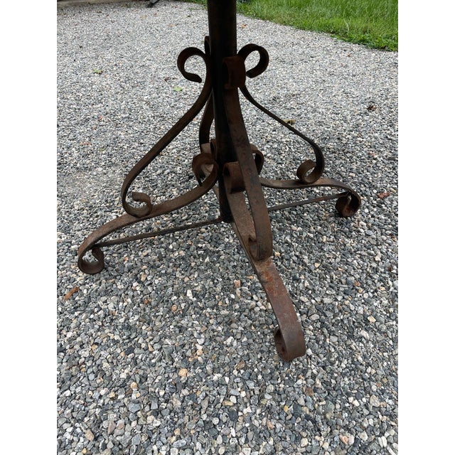 Vintage Round Butcher Block Table With Iron Base | Chairish