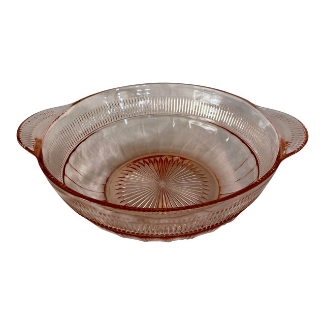 1960s Pink Depression Glass Coronation Pattern Bowl | Chairish