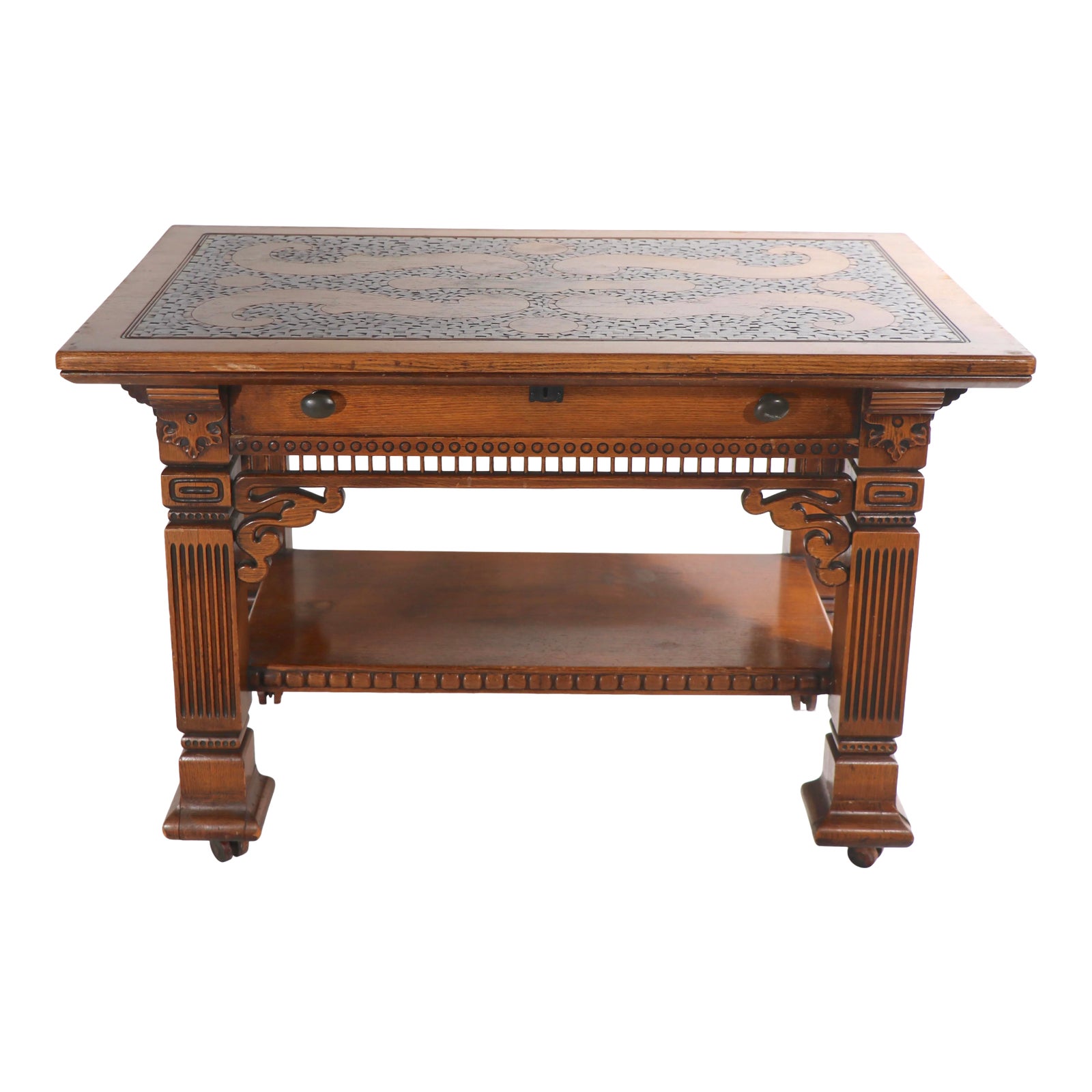 Cowboy Oak Library Table Desk | Chairish