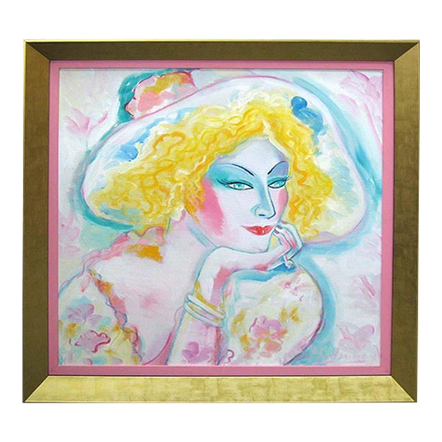 Earl Linderman "La Belle Blonde" Original Oil Painting on Canvas | Chairish