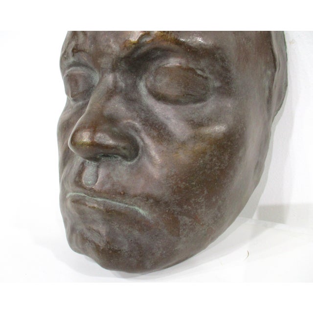 Male Bronzed Style Death Mask Face Sculpture | Chairish
