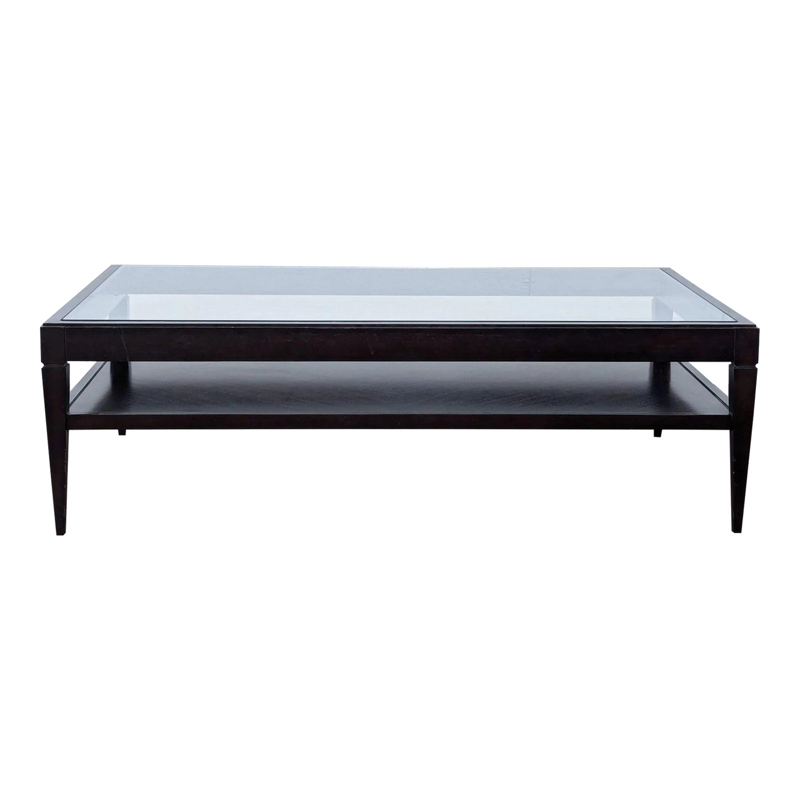 Restoration Hardware Glass Top Coffee Table With Shelf | Chairish