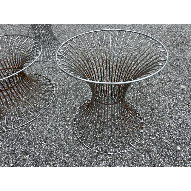 2 Chromed Cage Pedestal Form Coffee Tables Bases Set of Three | Chairish