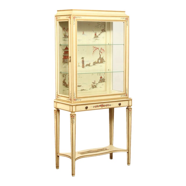 Chinoiserie Decorated Partial Gilt Curio Display Cabinet | Chairish