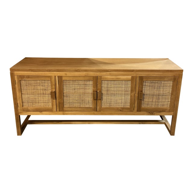 Teak and Cane Sideboard | Chairish