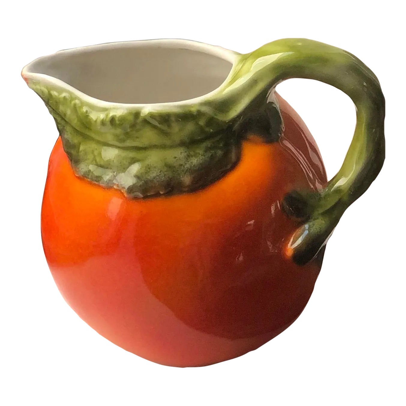 1980s Italian Ceramic Orange Pitcher | Chairish