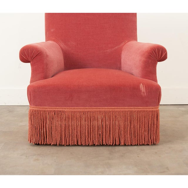 French Vintage Parlor Armchair with Fringe | Chairish
