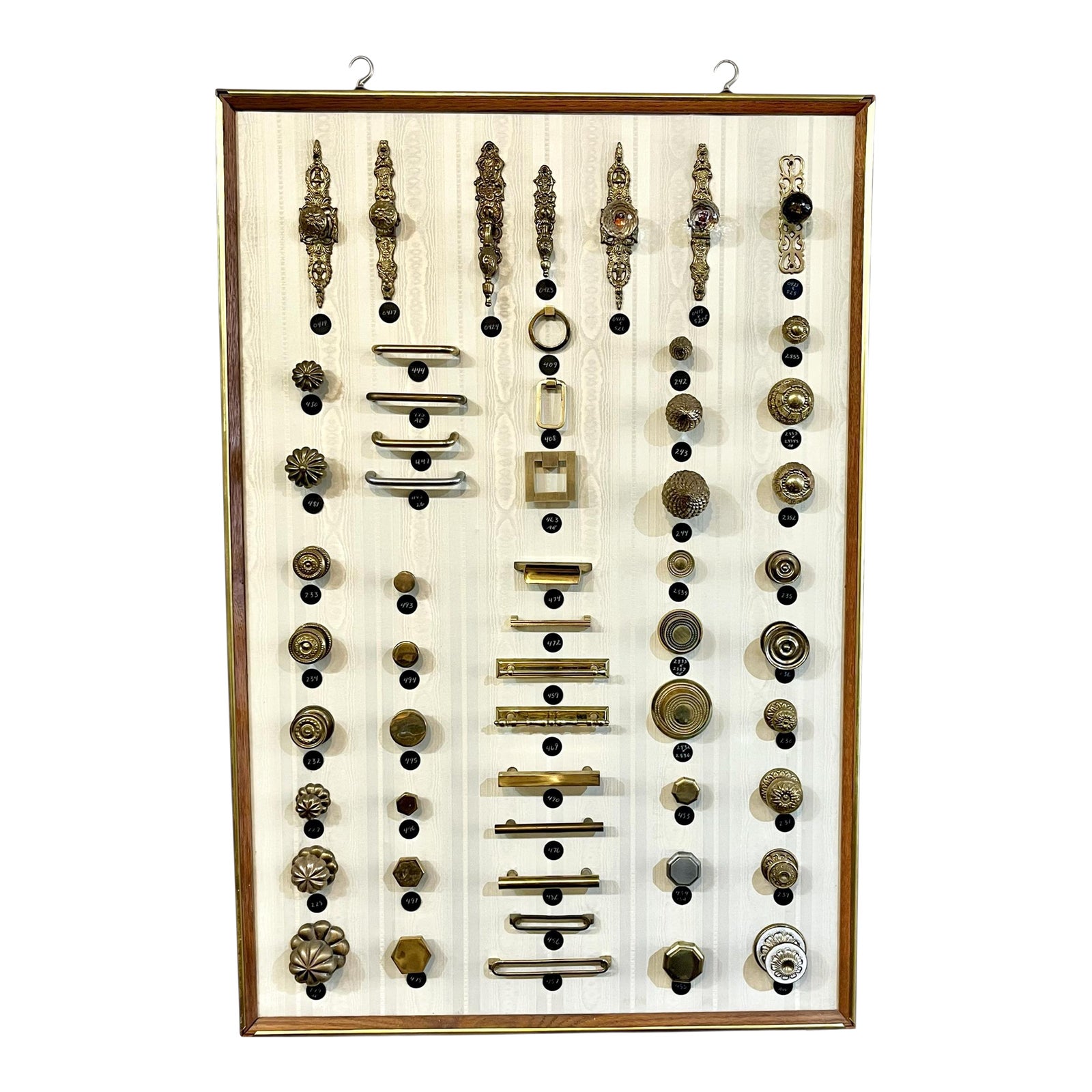 Vintage Framed Mercantile Brass Hardware Display | Chairish