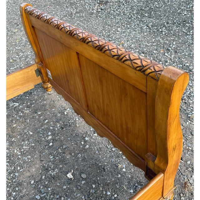 Rustic Farmhouse Carved Pine Bed - Full or Queen Size | Chairish