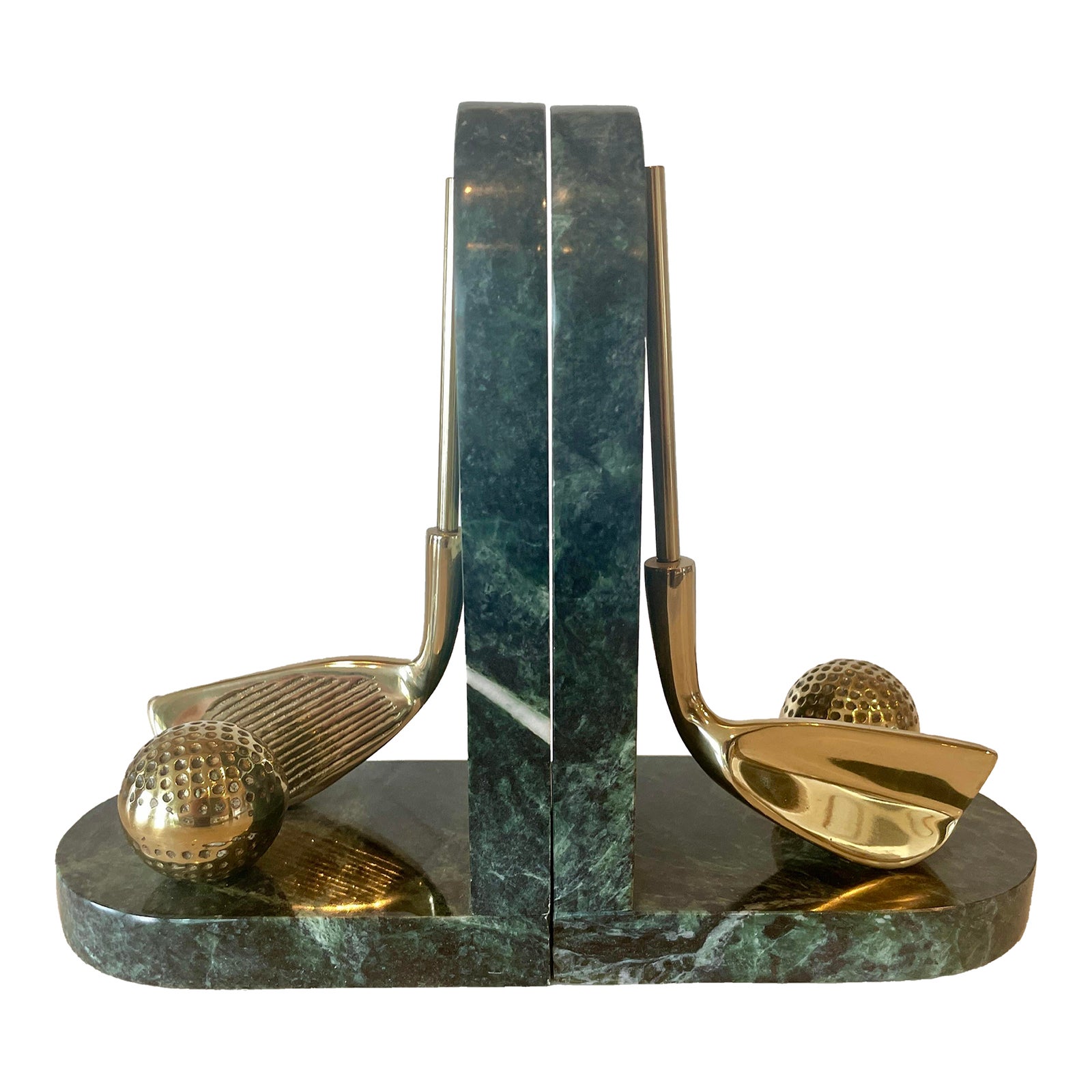 Vintage Italian Green Marble Golf Club Bookends- a Pair | Chairish