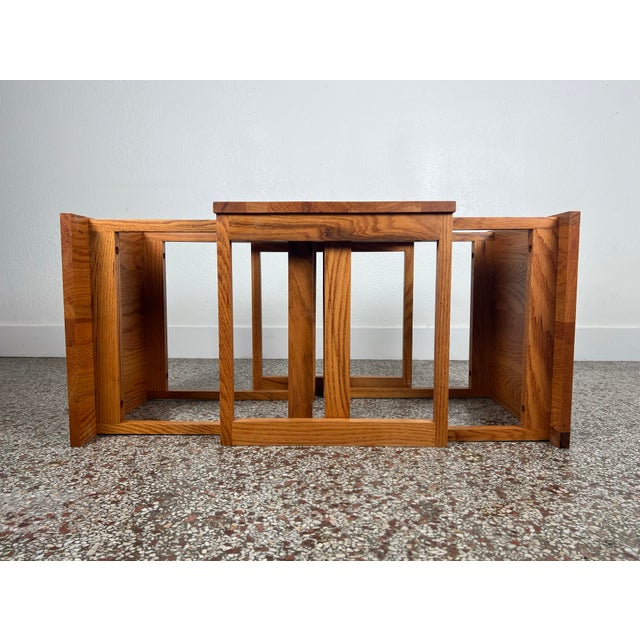 Vintage Studio Crafted Solid Oak Cube of Nesting Tables | Chairish