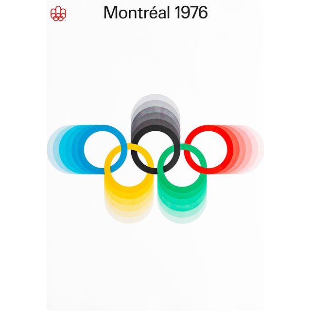 1976 Montreal Olympics Logo Poster - Coloured Rings (Small Size) | Chairish