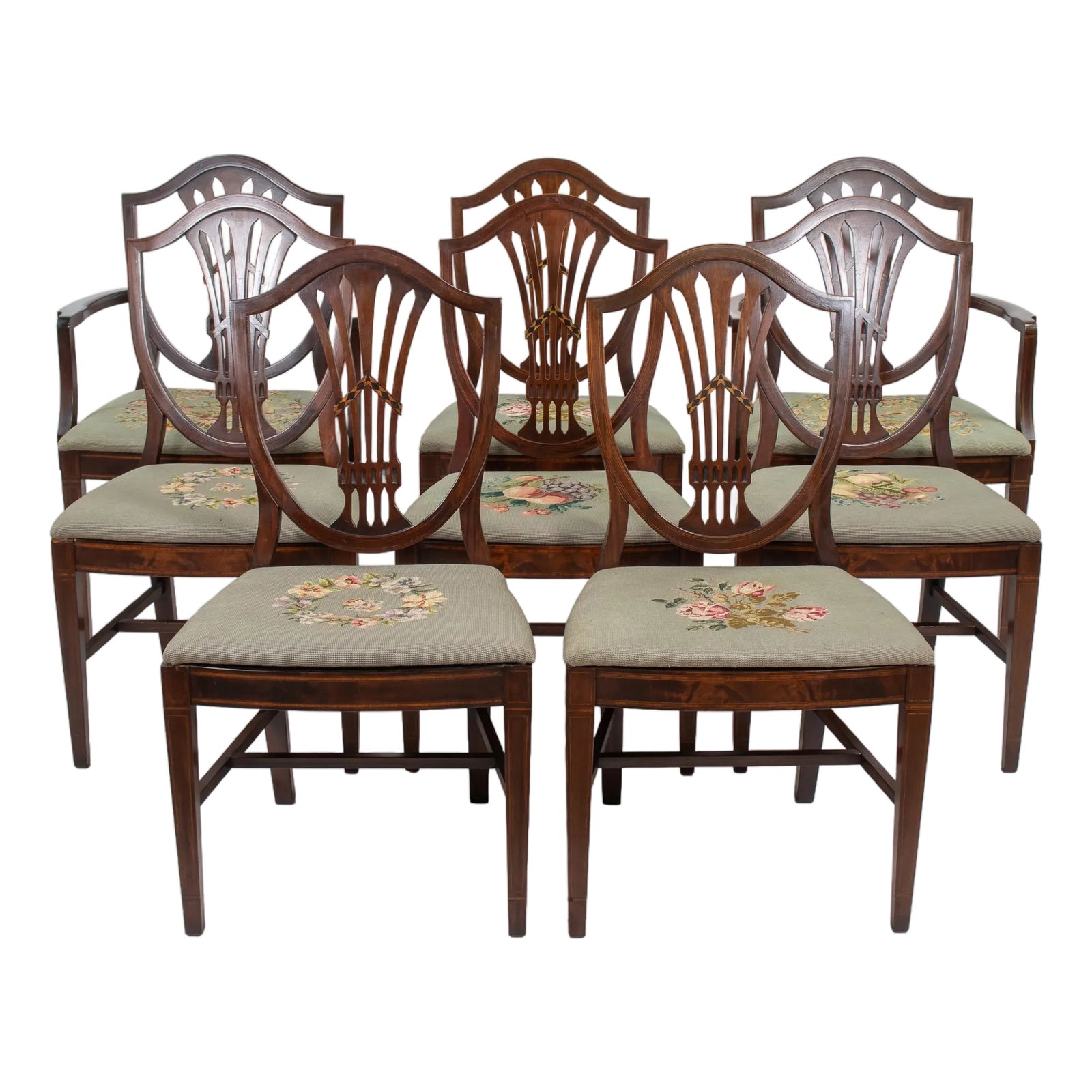 Set of 8 Scholle's Chicago Hepplewhite-Style Mahogany Veneer With ...