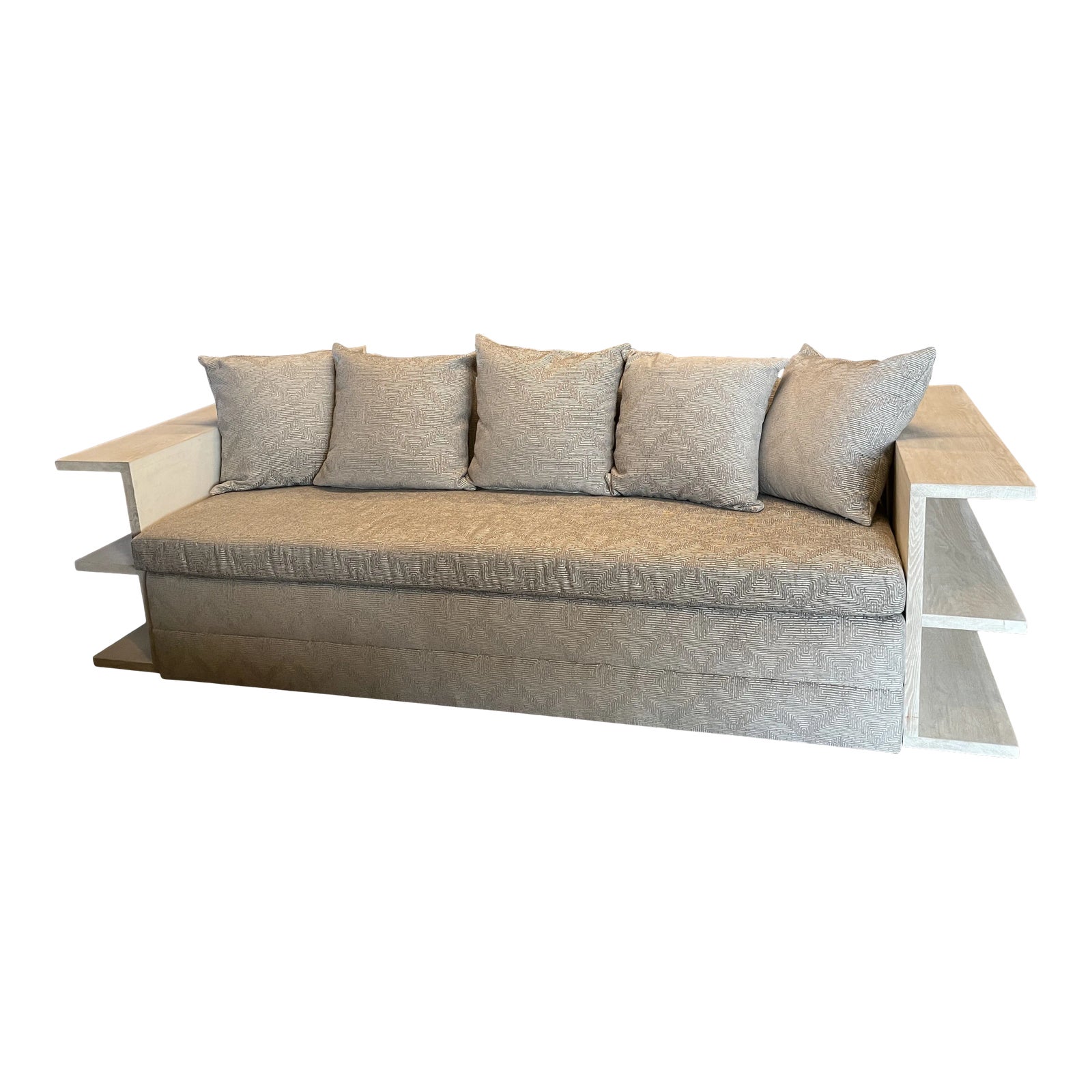 Custom Modern Grey Library Sofa | Chairish