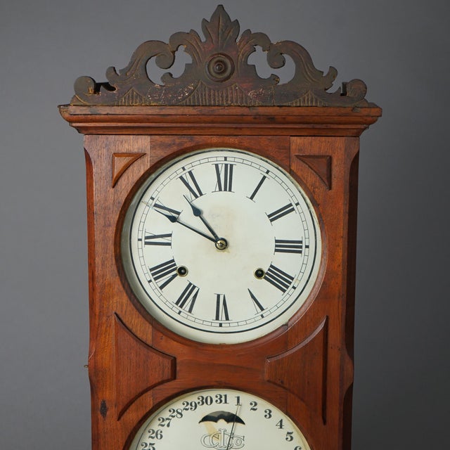 Antique Ithaca Double Dial Walnut Calendar Clock, Circa 1866 | Chairish
