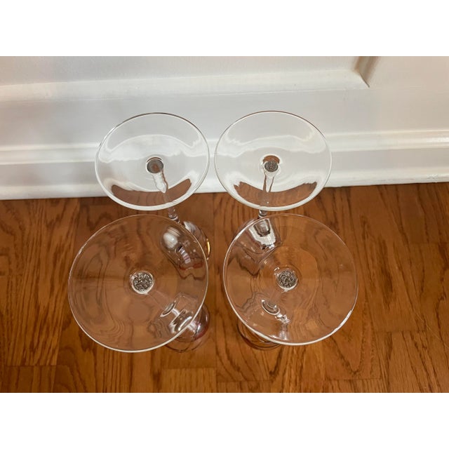 Early 21st Century Milano Crystal Champagne Flutes- Set of 4 | Chairish
