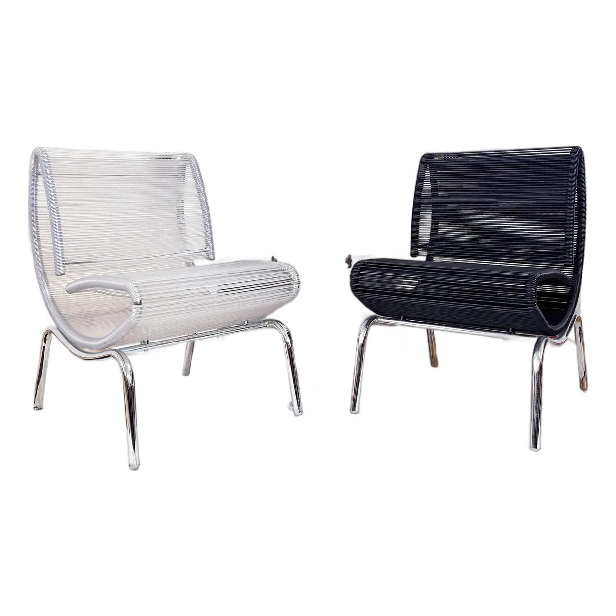 Pair Black + Clear Chair Model "Hydra" Roberto Semprini for Sintesi ...