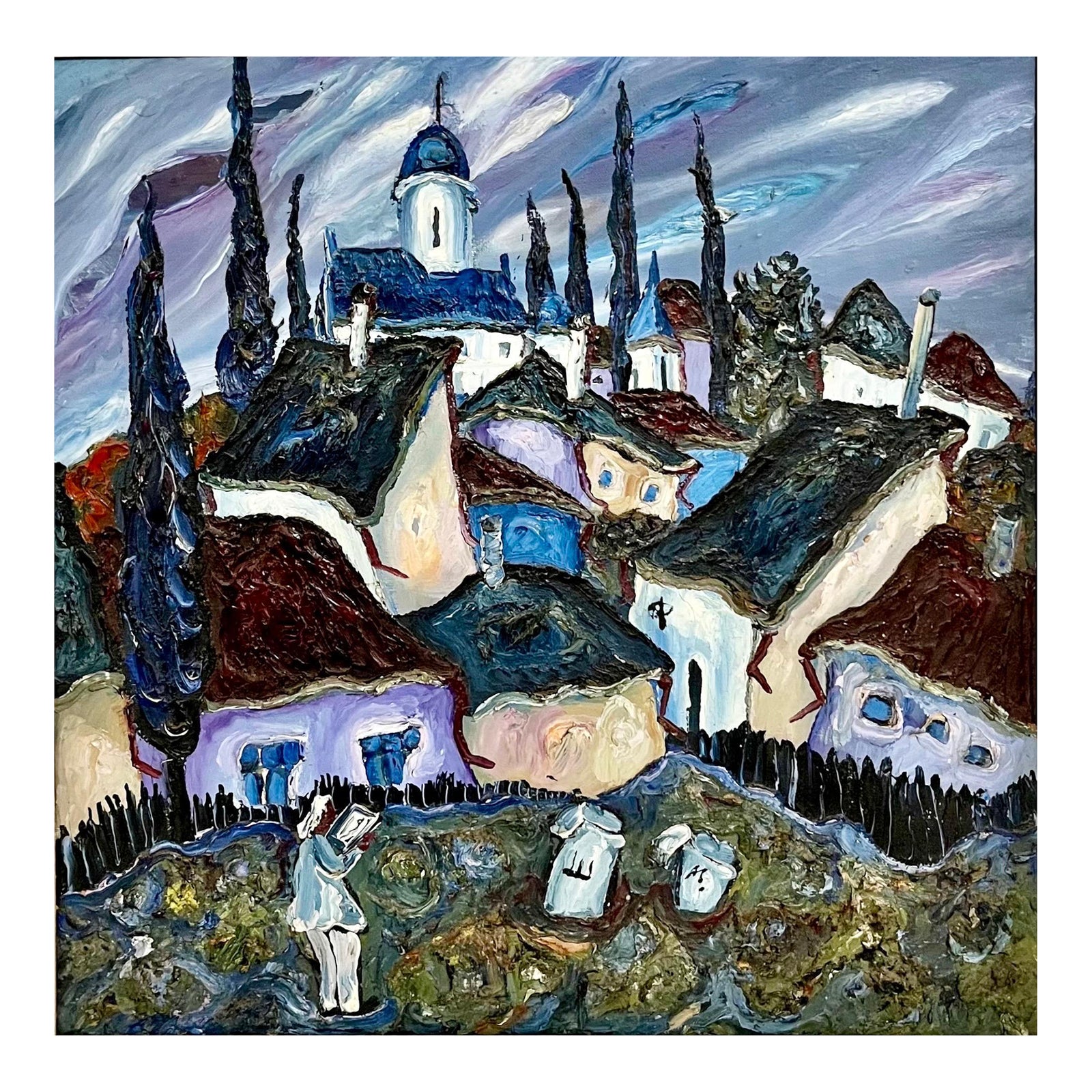 Myhaylo ShteinbergRussian Abstract Expressionist Village Oil Painting ...