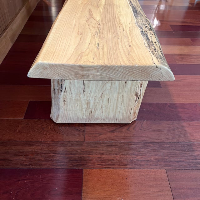 Live Edge Elegant Spalted Maple Wood Bench | Chairish