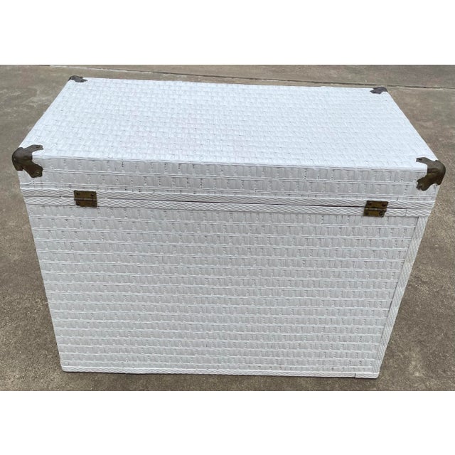 Vintage White Wicker Trunk | Chairish