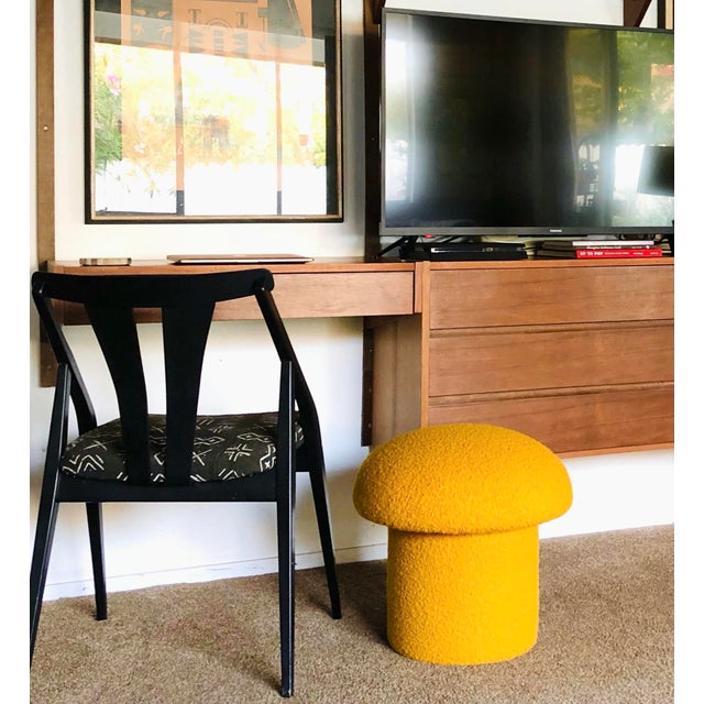 Mushroom Ottoman in Mustard Boucle | Chairish