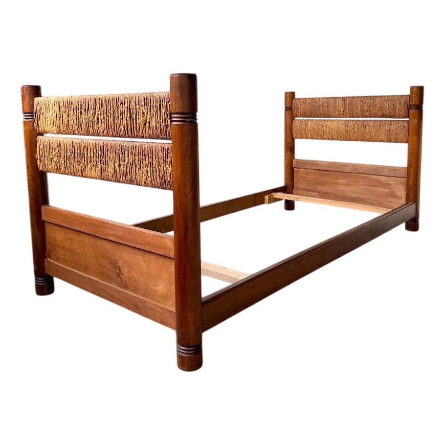 Brutalist Chain and Straw Bed, 1950s | Chairish